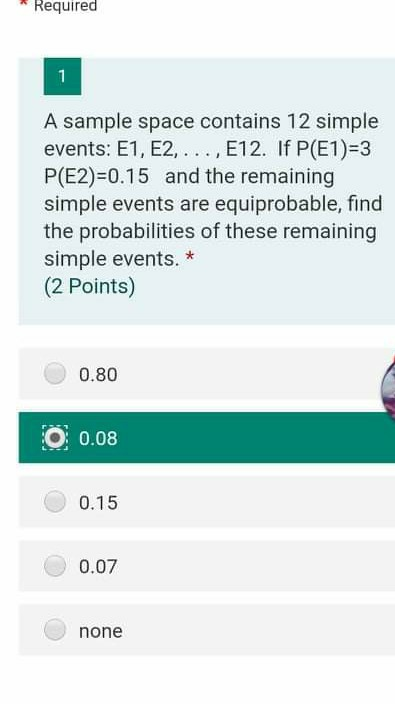 Solved Required 1 A sample space contains 12 simple events: | Chegg.com