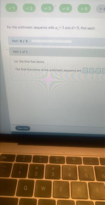 Solved For the arithmetic sequence with a1=3 and d=9, find | Chegg.com