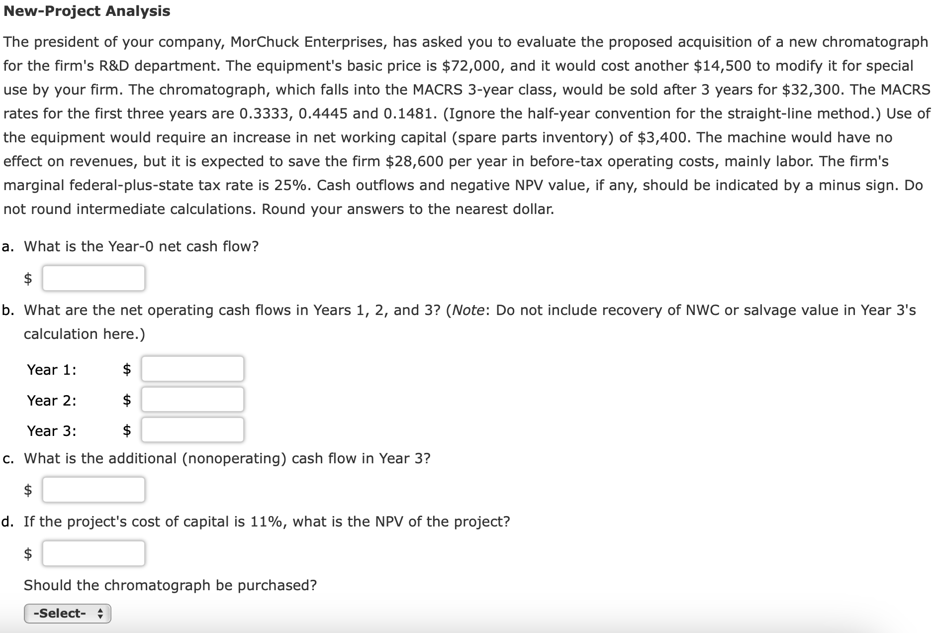 Solved New-Project AnalysisThe president of your company, | Chegg.com