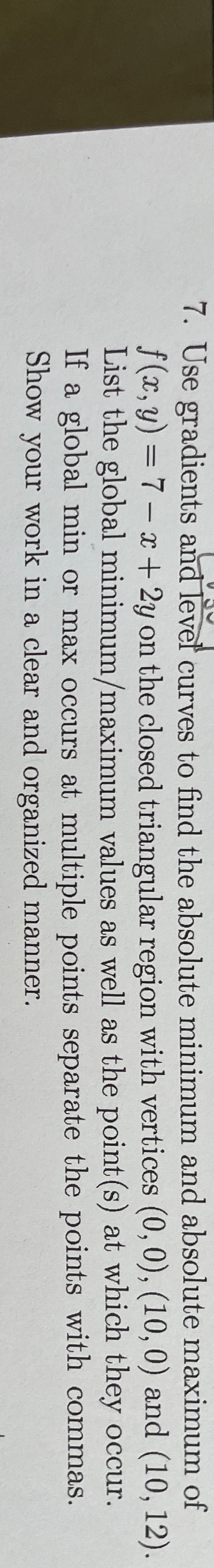 Solved Use gradients and level curves to find the absolute | Chegg.com