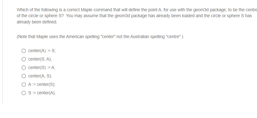 Solved Which of the following is a correct Maple command | Chegg.com