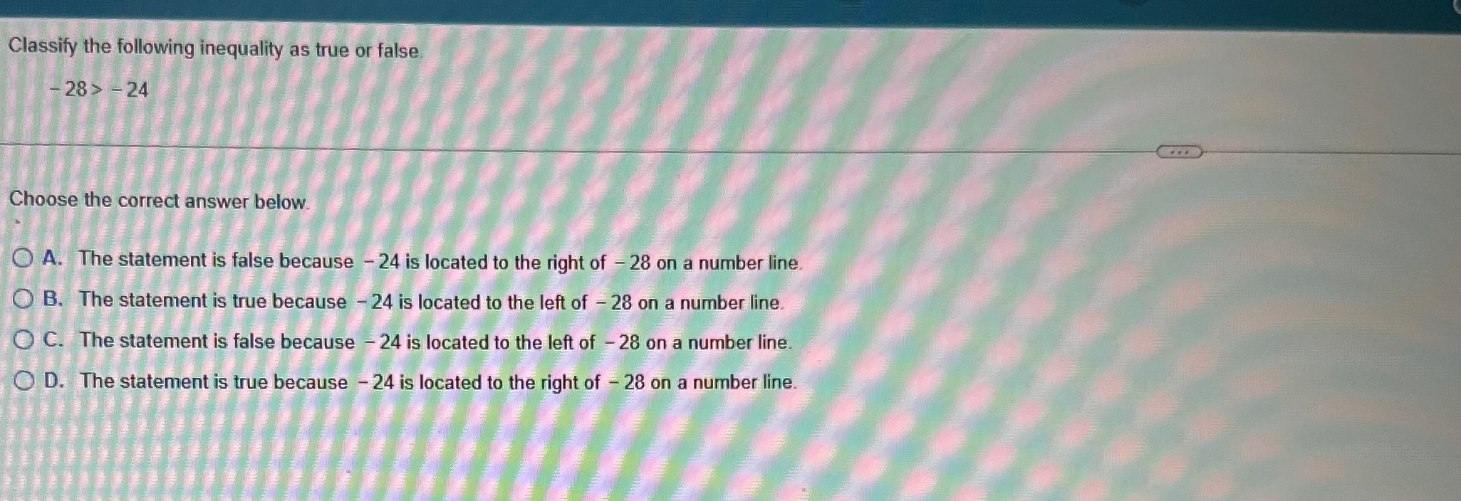 Solved Classify the following inequality as true or | Chegg.com