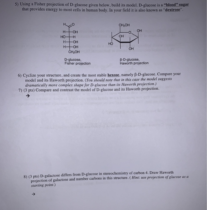 Solved 5) Using a Fisher projection of D-glucose given | Chegg.com