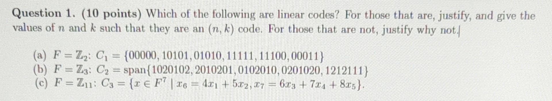Solved Question 1. (10 points) Which of the following are | Chegg.com