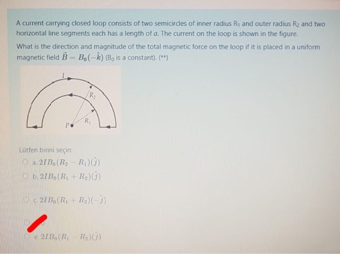 Solved A current carrying closed loop consists of two | Chegg.com