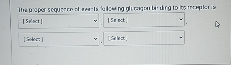 Solved The proper sequence of events following glucagon | Chegg.com