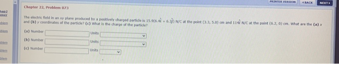 Solved PRINTER VERSION 4 BACK NEXT Chapter 22, Problem 073 | Chegg.com