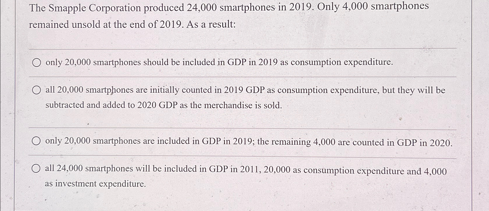 Solved The Smapple Corporation produced 24,000 ﻿smartphones | Chegg.com