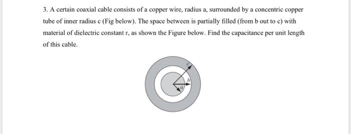Solved 3. A certain coaxial cable consists of a copper wire, | Chegg.com