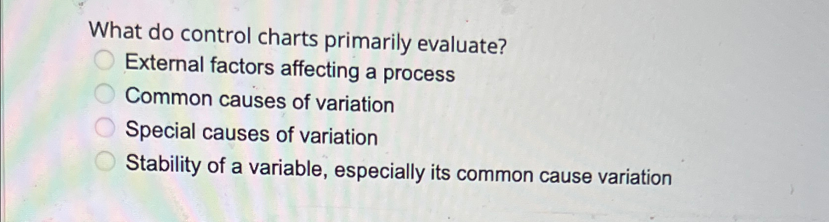 Solved What do control charts primarily evaluate?External | Chegg.com