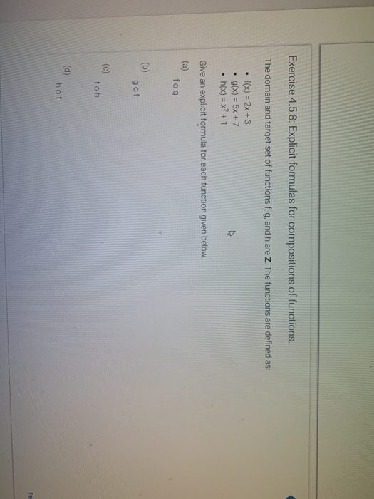 Solved Exercise 4.5.8: Explicit formulas for compositions of | Chegg.com