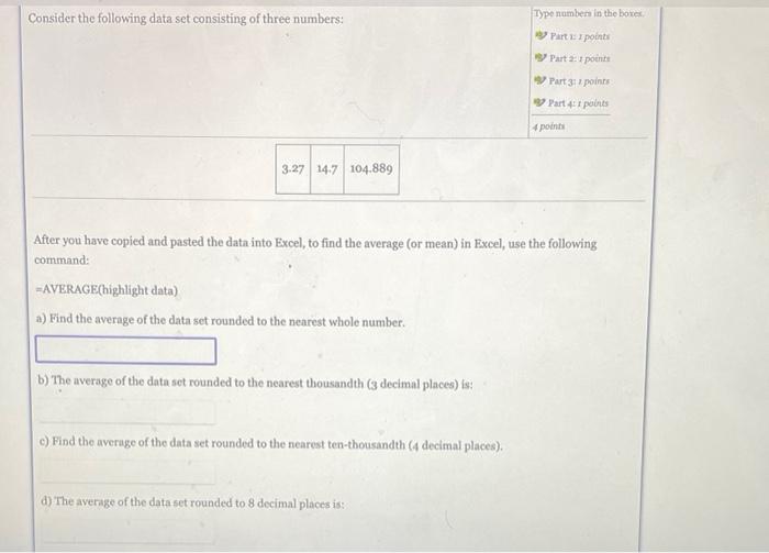 Solved Consider the following data set consisting of three | Chegg.com