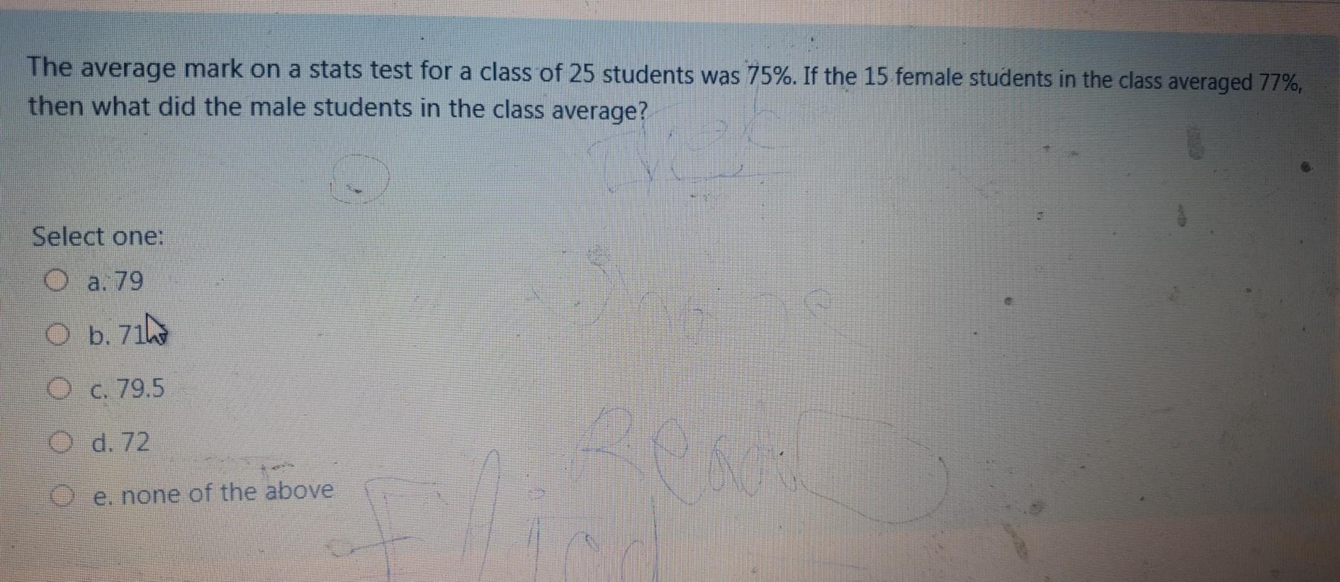 Solved The average mark on a stats test for a class of 25 | Chegg.com