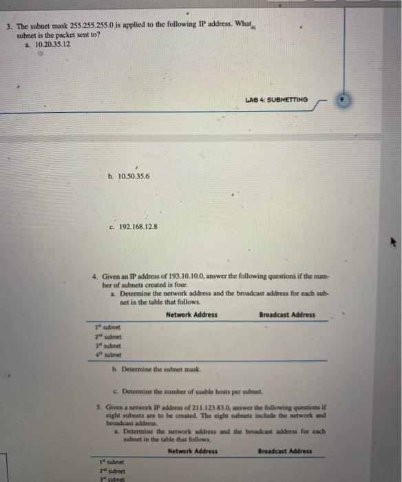 Solved Lab 4 Subnetting Name In This Lab Exercise You Are 4594