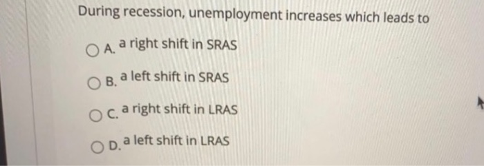 Solved OD, a left shift in LRAS During recession, | Chegg.com