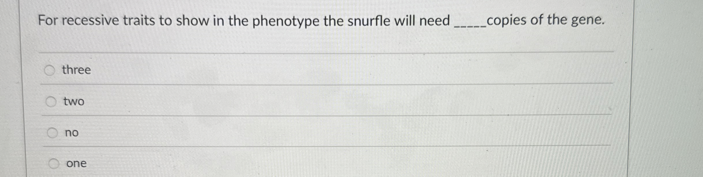 Solved For recessive traits to show in the phenotype the | Chegg.com