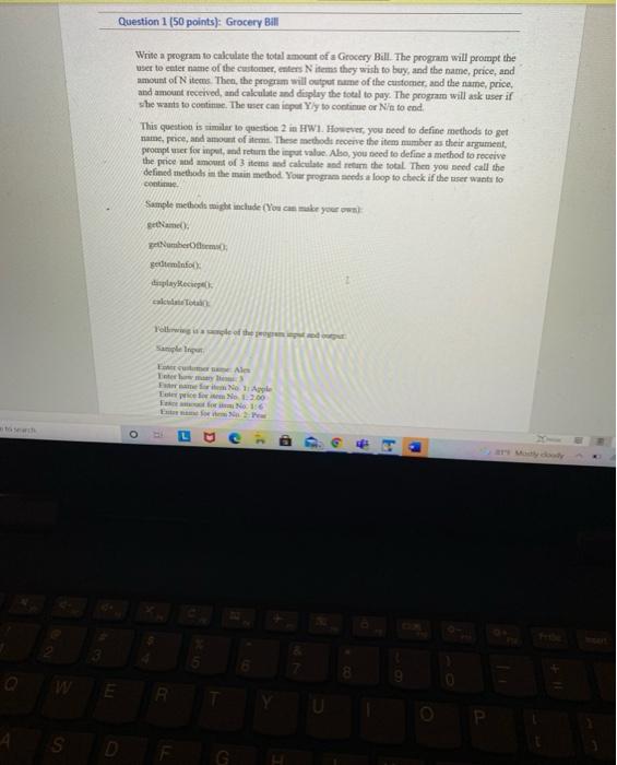 Solved Question 1 (50 points): Grocery Bill Write a program | Chegg.com