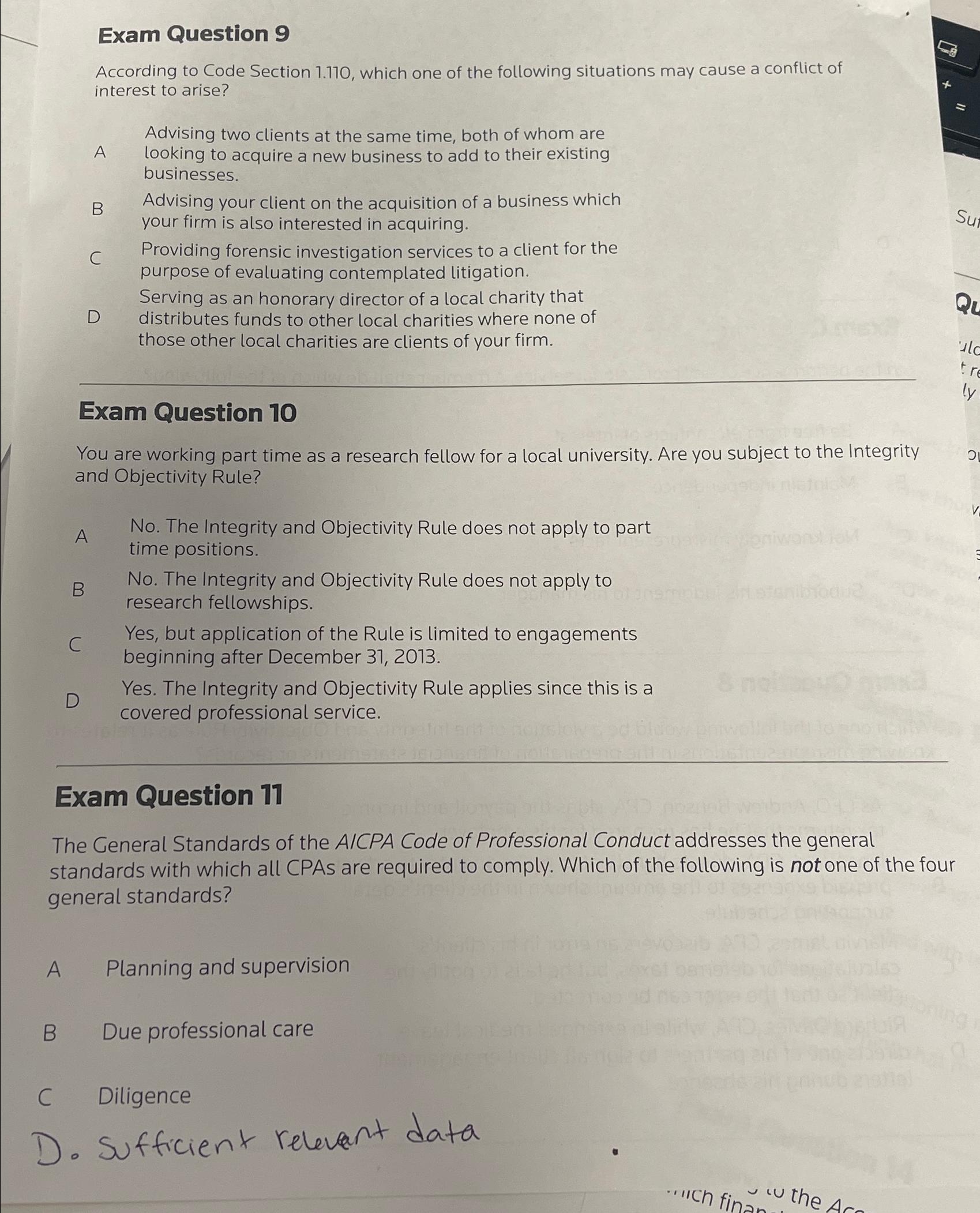 Solved Exam Question 9According to Code Section 1.110, | Chegg.com