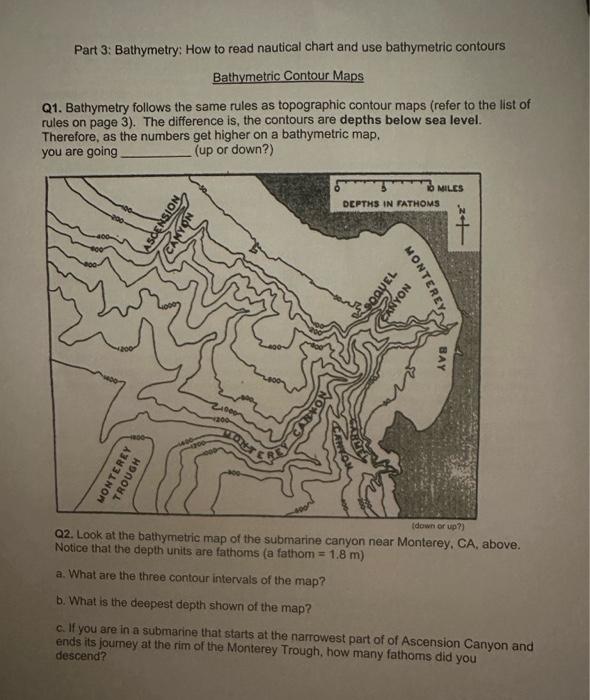 Solved Part 3: Bathymetry: How to read nautical chart and | Chegg.com