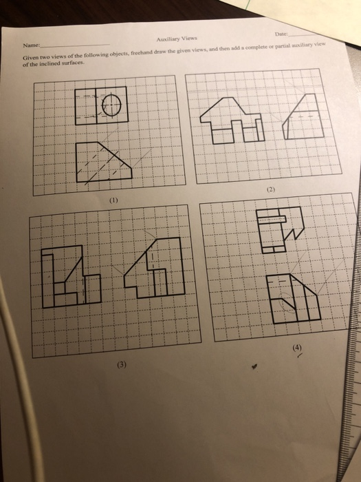 Solved y View Auxiliary Views Given two views of the | Chegg.com