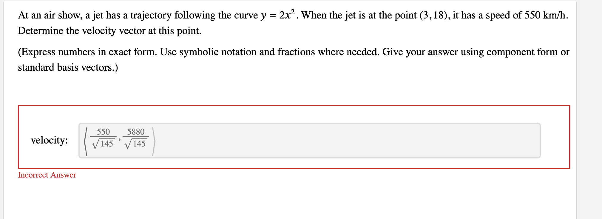 Solved At an air show, a jet has a trajectory following the | Chegg.com