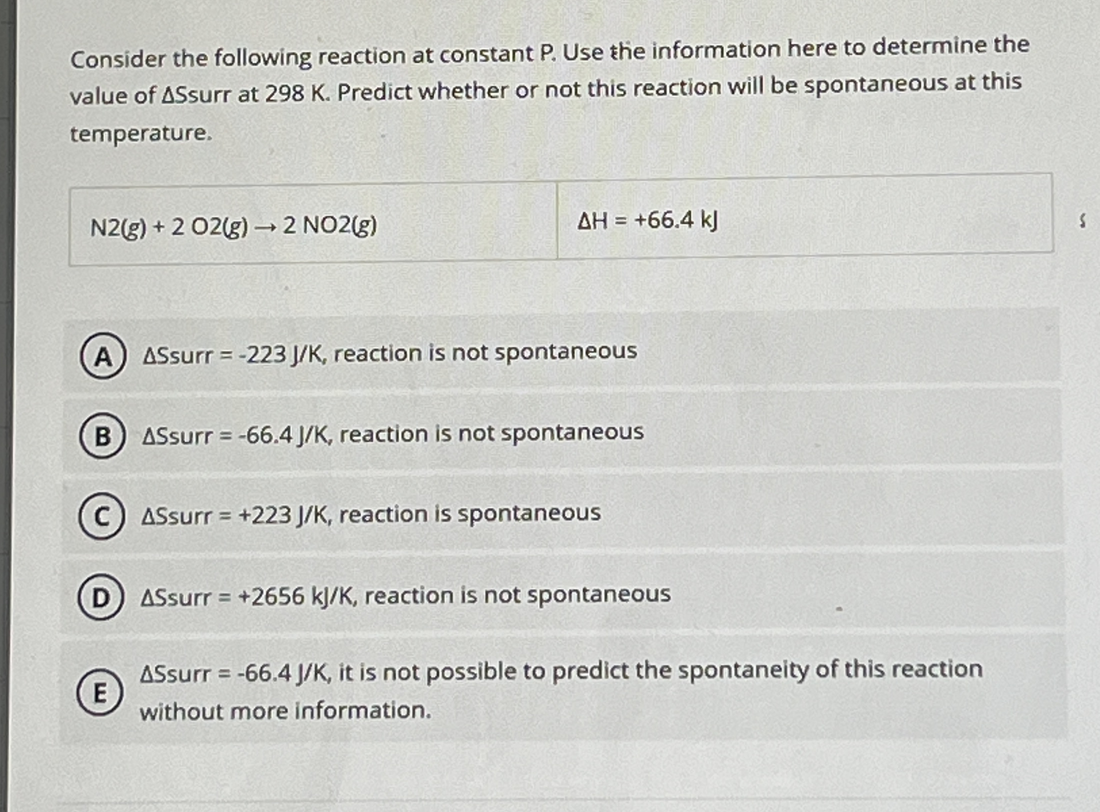 Solved Consider the following reaction at constant P. ﻿Use | Chegg.com