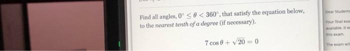 Solved Dear Student Find all angles, 0° | Chegg.com
