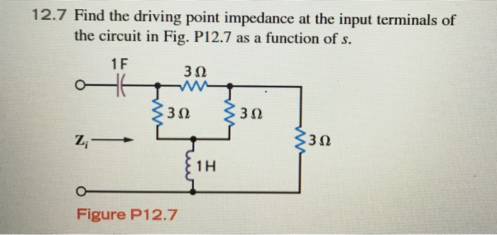 Solved 12.7 Find the driving point impedance at the input | Chegg.com