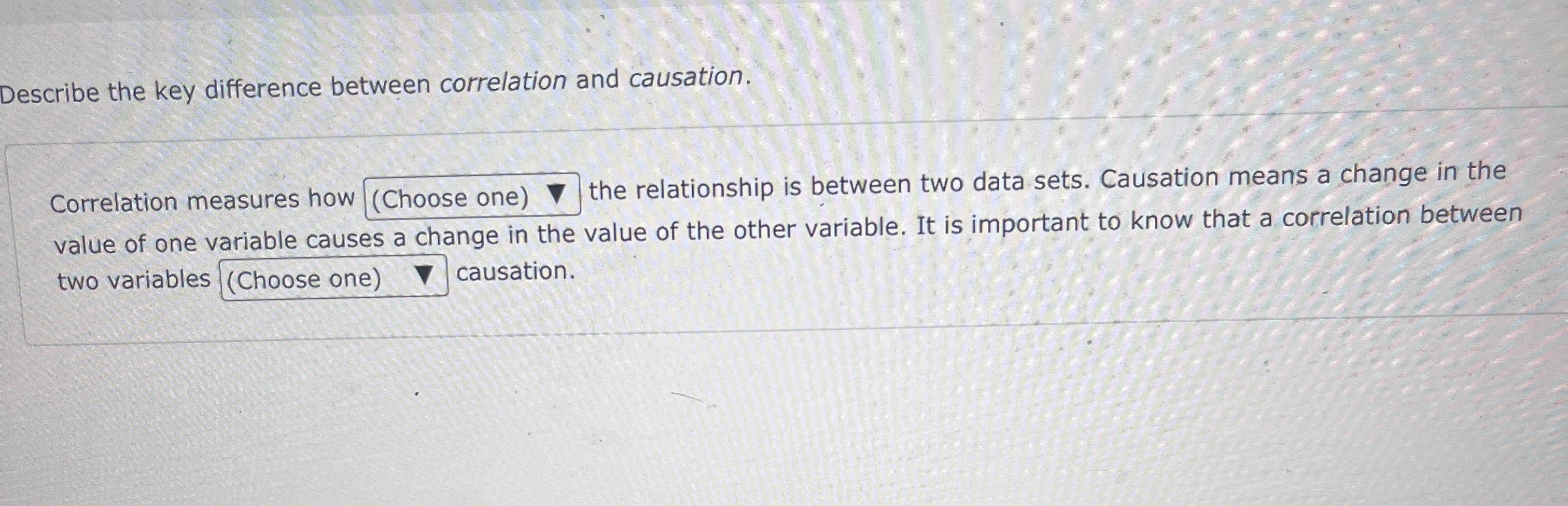 Solved Correlation measures howthe relationship is between | Chegg.com