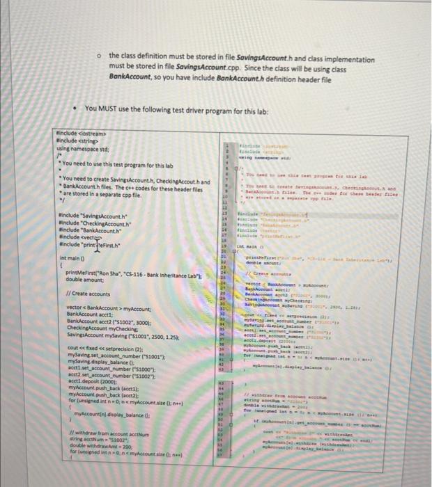Solved 1. Define a class BankAccount which contains the | Chegg.com