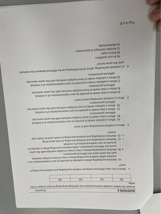 Solved QUESTION 4 [4 points] Answer the below | Chegg.com