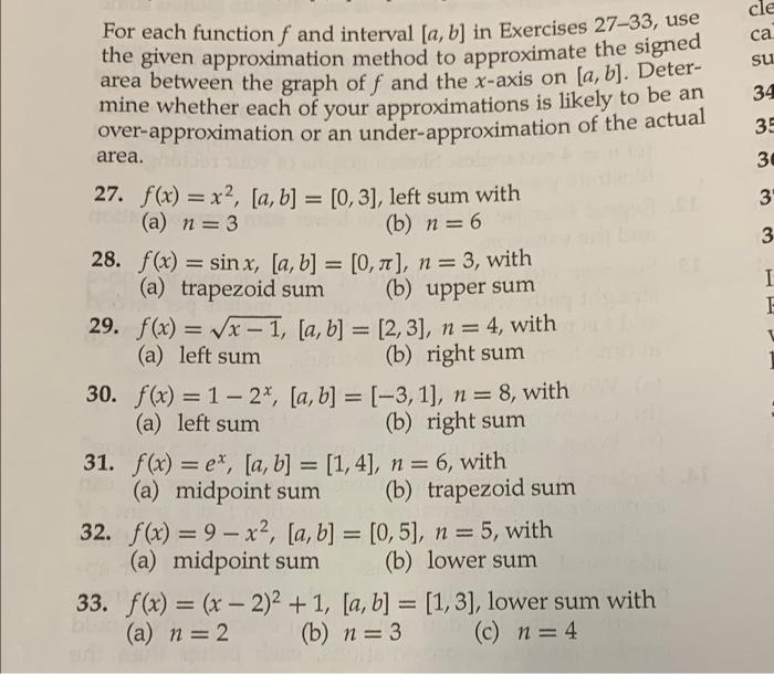 Solved cle ca su For each function f and interval (a, b) in | Chegg.com