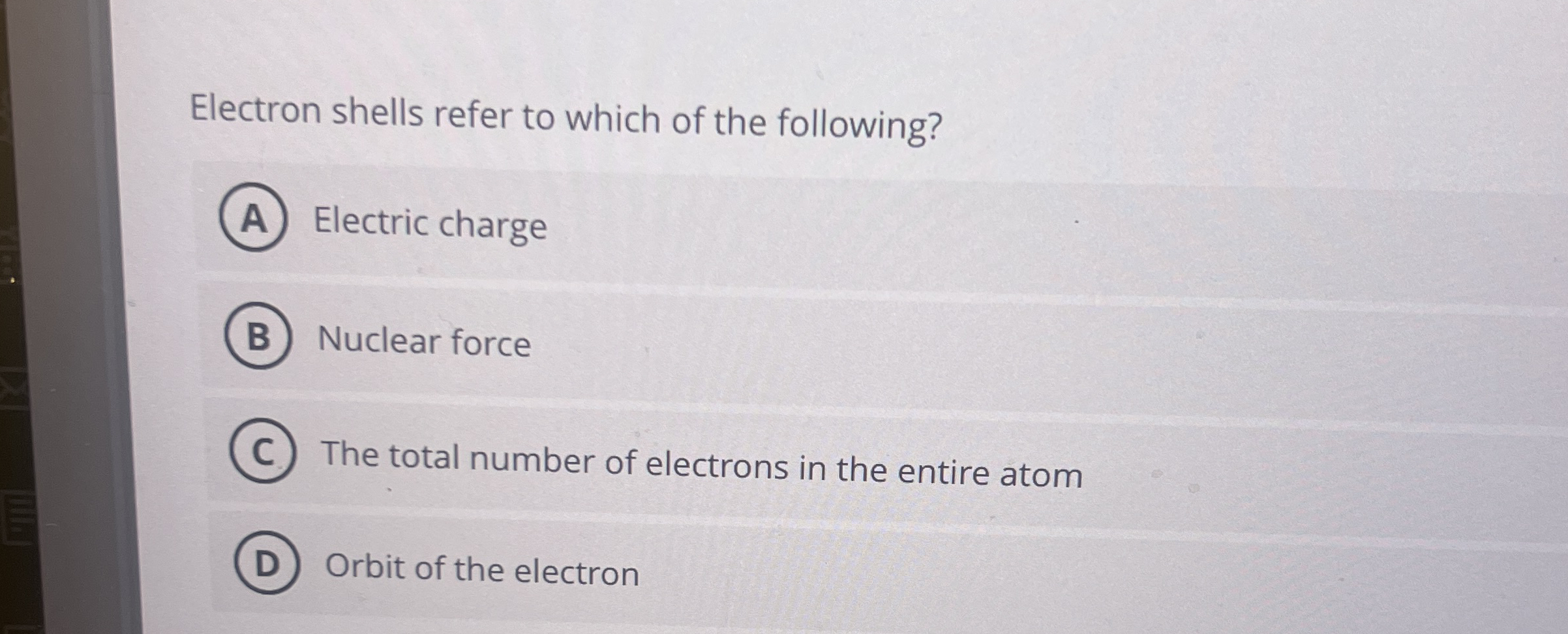 Solved Electron shells refer to which of the | Chegg.com