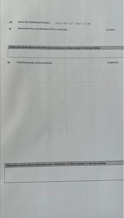 Solved 22. Given the following function: | Chegg.com