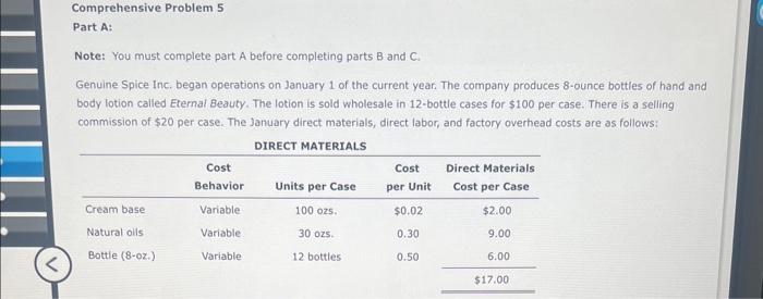Solved Comprehensive Problem 5 Part A: Note: You must | Chegg.com
