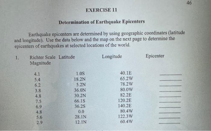 Solved Earthquake epicenters are determined by using | Chegg.com