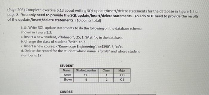 Solved (Page 205) Complete exercise 6.13 about writing SQL | Chegg.com
