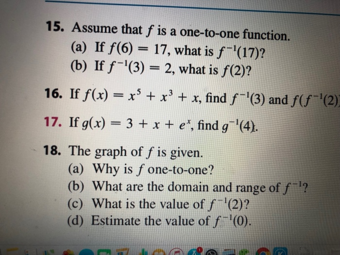 Solved 15. Assume that f is a one-to-one function. (a) If | Chegg.com