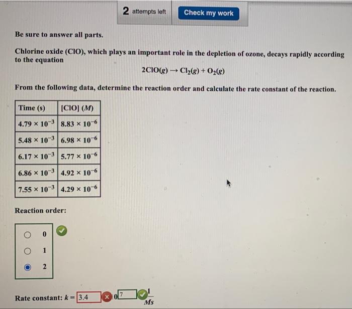 Solved 2 attempts left Check my work Be sure to answer all | Chegg.com
