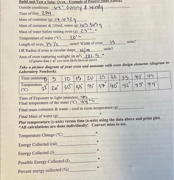 2000 13 Build and Test a Solar Oven - Example of | Chegg.com
