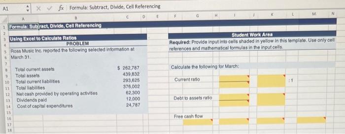 Solved A1 $ * &fx Formula: Subtract, Divide, Cell | Chegg.com