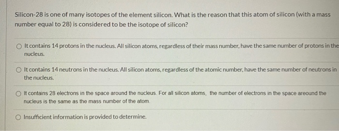 Solved Silicon-28 is one of many isotopes of the element | Chegg.com