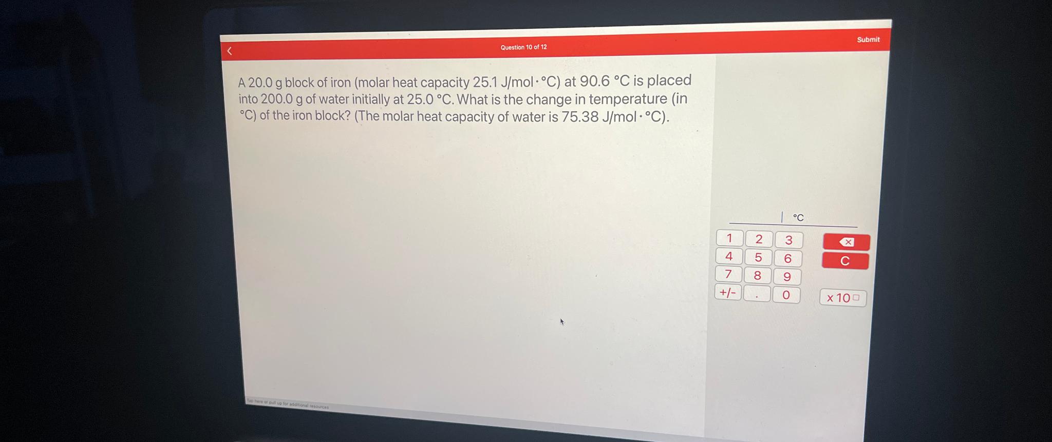 Solved A 20.0g ﻿block of iron (molar heat capacity | Chegg.com