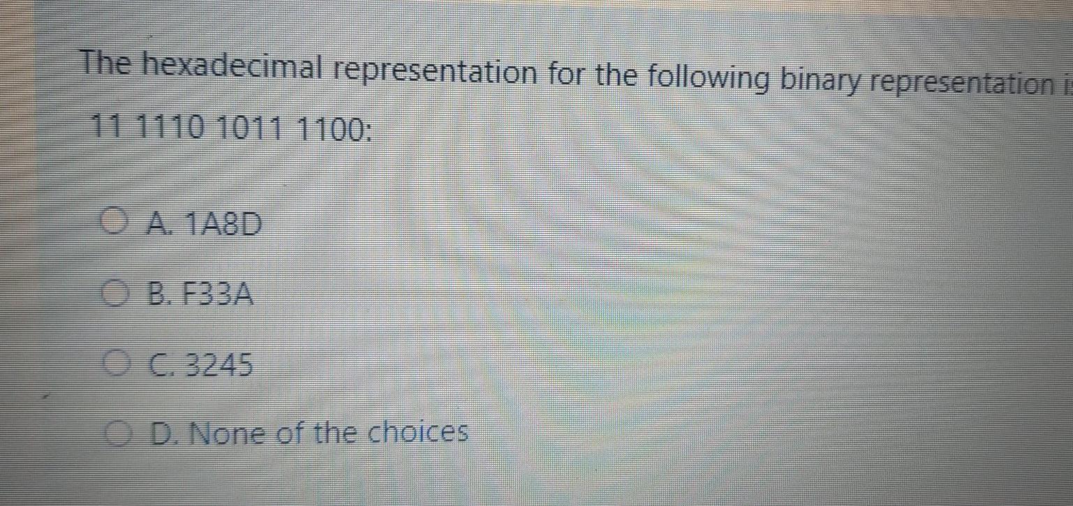 Solved The hexadecimal representation for the following | Chegg.com