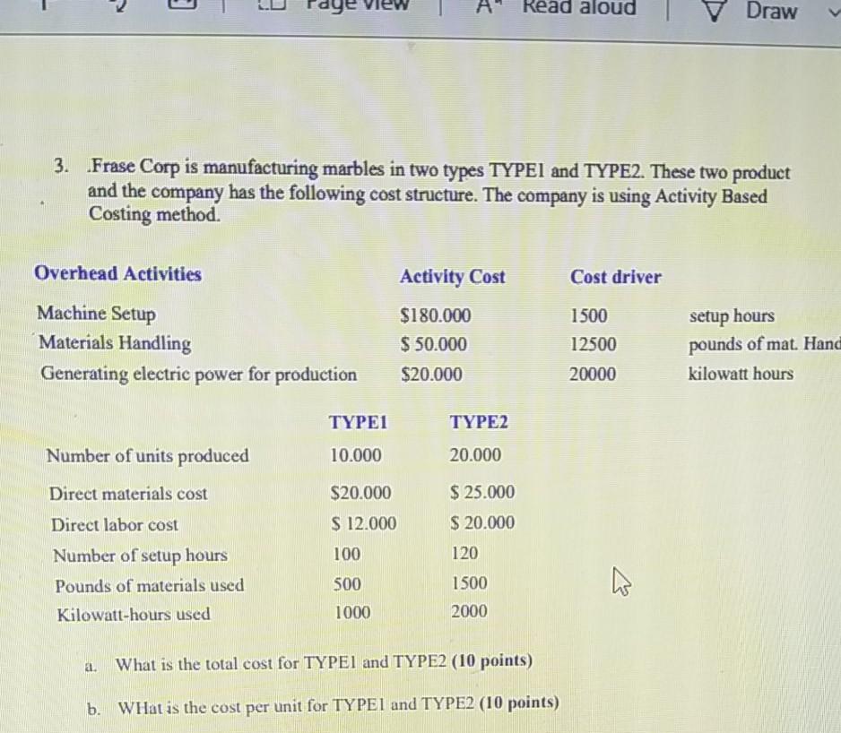 Solved E D ge Read aloud Draw 3. Frase Corp is manufacturing | Chegg.com