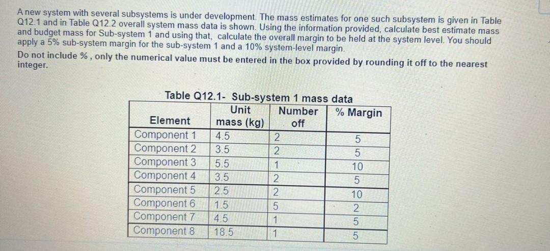 Solved A new system with several subsystems is under | Chegg.com
