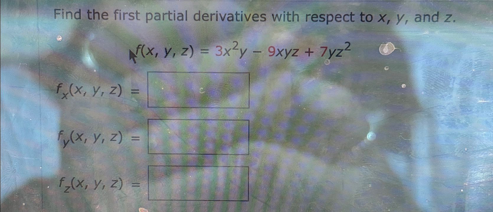 Solved Find the first partial derivatives with respect to | Chegg.com