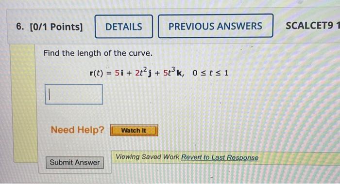 Solved Find the length of the curve. \\[ \\mathbf{r}(t)=5 | Chegg.com