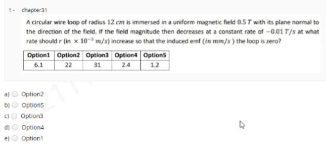 Solved D G 19 1- chapter31 A circular wire loop of radius 12 | Chegg.com