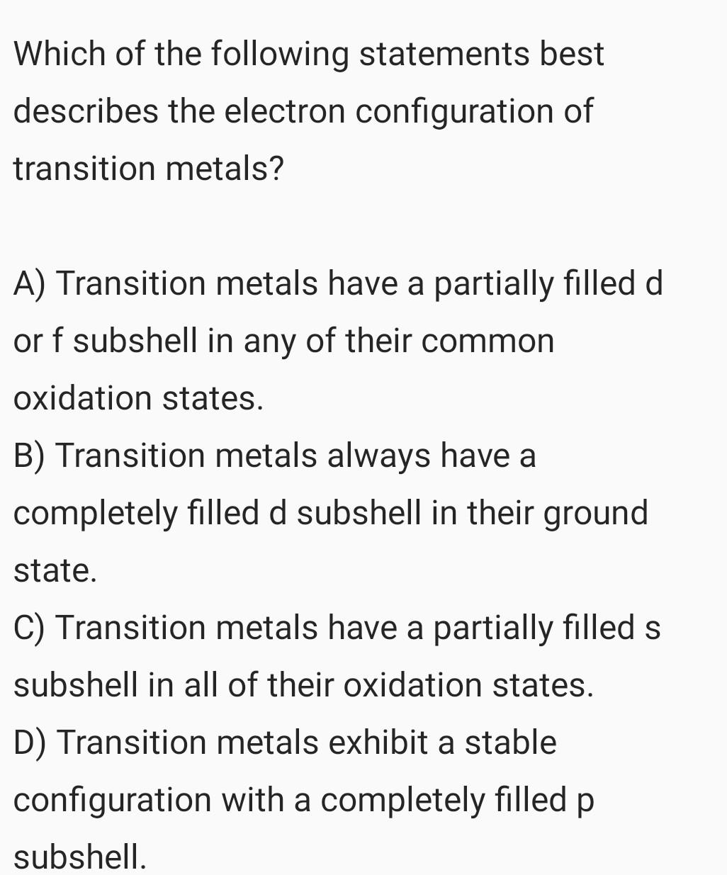 Solved Which of the following statements best describes the | Chegg.com